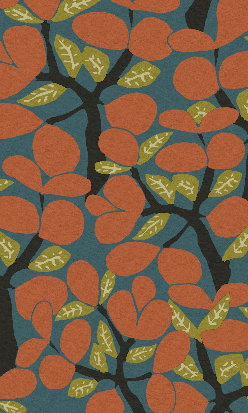 Blue & Orange Twig Tree Tropical Wallpaper R9092 – Walls Republic US