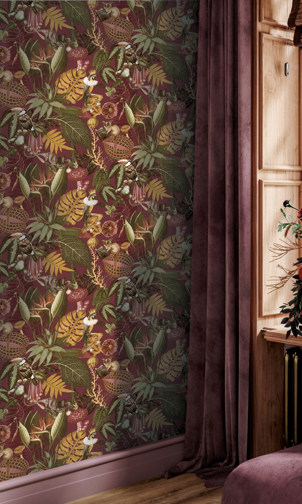 Burgundy A Tropical Soiree Wallpaper Wallpaper R9000 – Walls Republic US