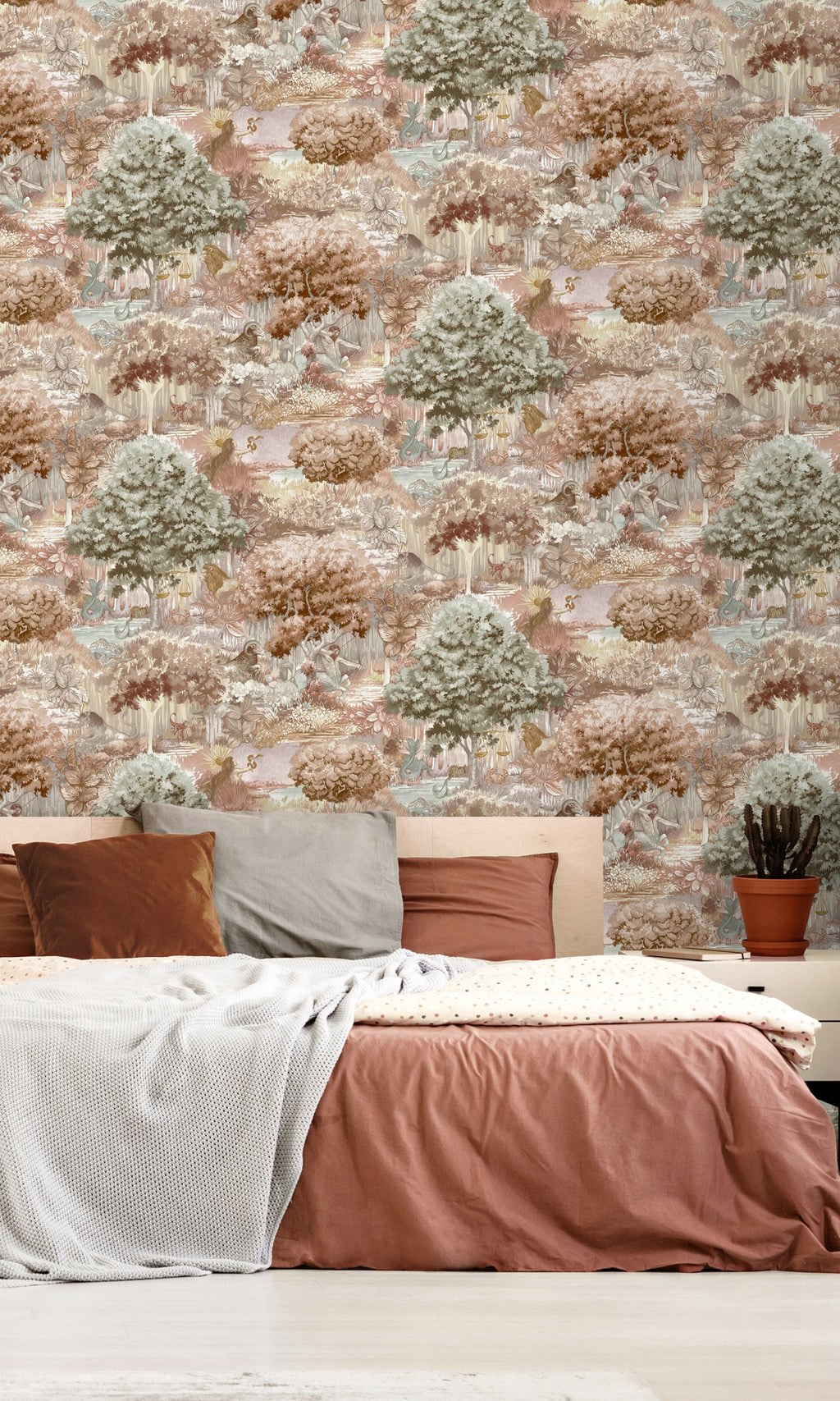 Burnt Orange Forest Landscape Tropical Wallpaper R8280 – Walls Republic US