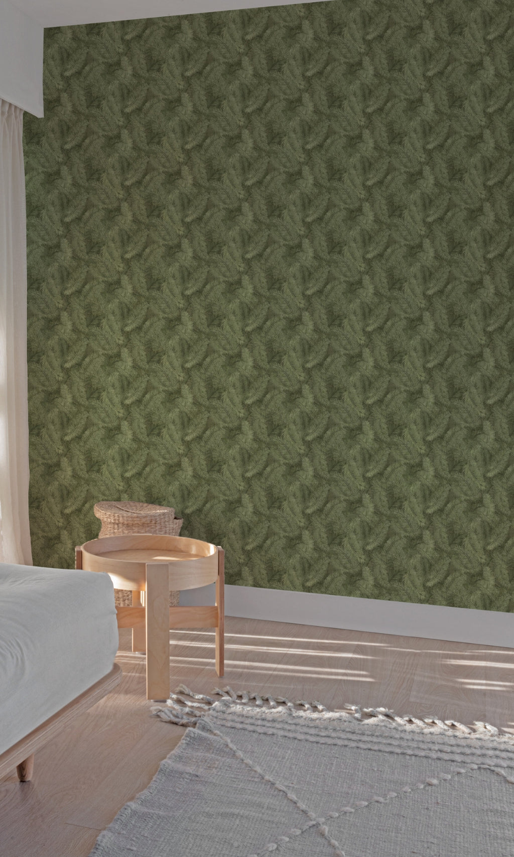 Green Fine Feather Like Leaves Wallpaper R9218 – Walls Republic US