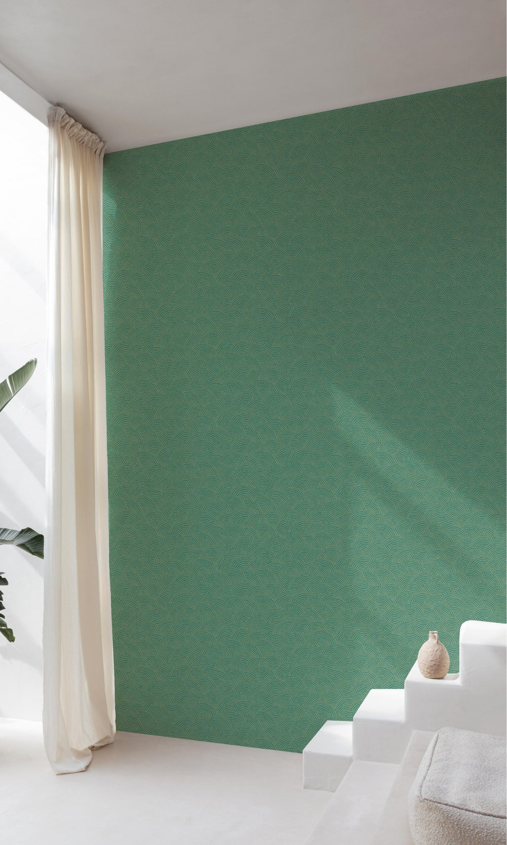 Green Seashell Like Art Deco Geometric Wallpaper R9270 – Walls Republic US