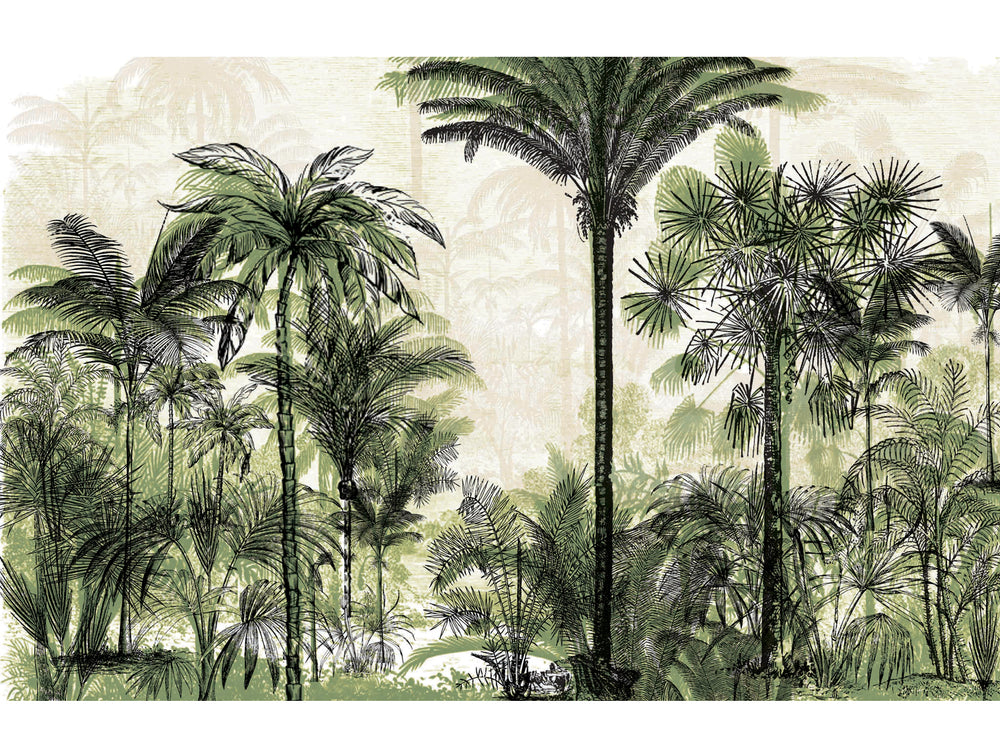 Green Tall Coconut Trees Mural Wallpaper M1179 – Walls Republic US