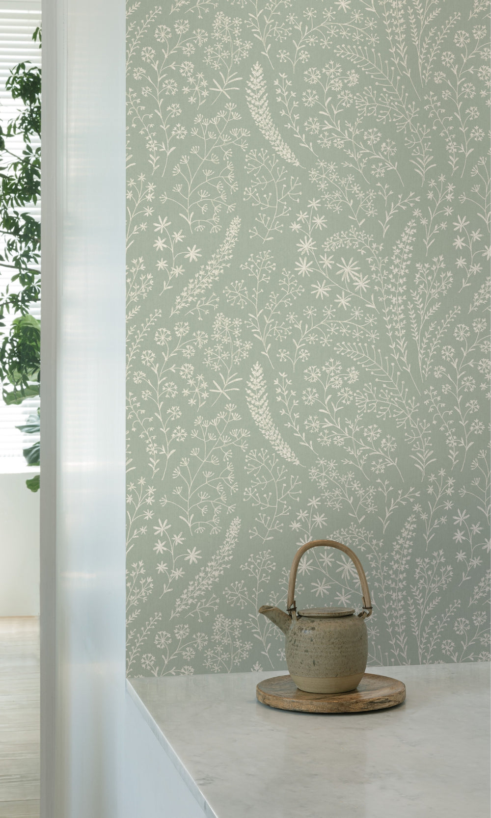 Green Whimsical Leaf Trail Tropical Wallpaper R8391 – Walls Republic US