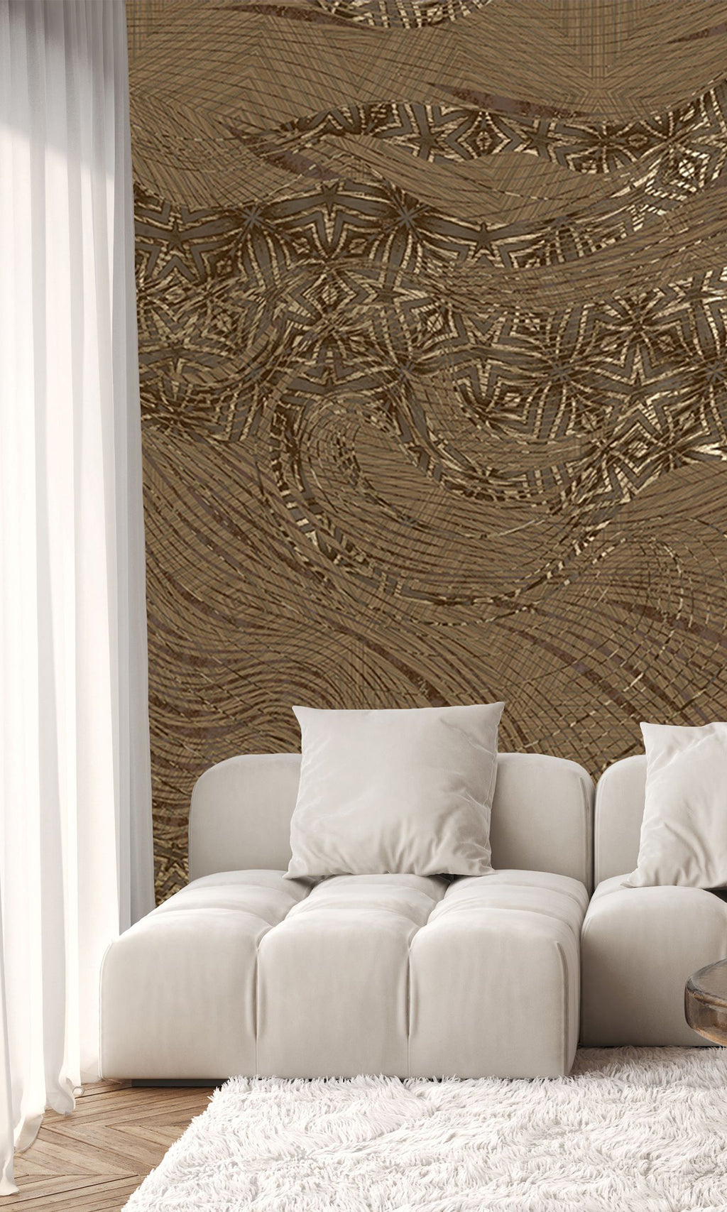Light Chocolate Abstract Tree Dendrography Mural Wallpaper M2589 ...