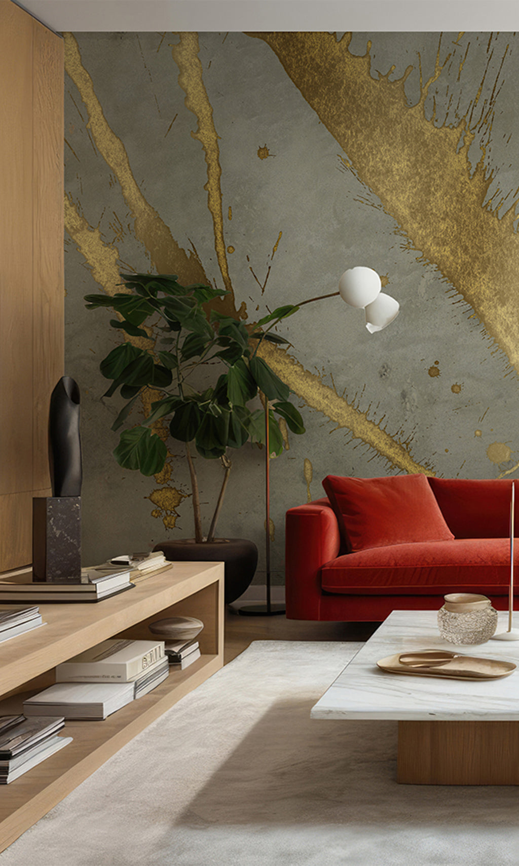 Metallic Grey Gold Abstract Paint Splash Mural Wallpaper M2612 - Sample ...