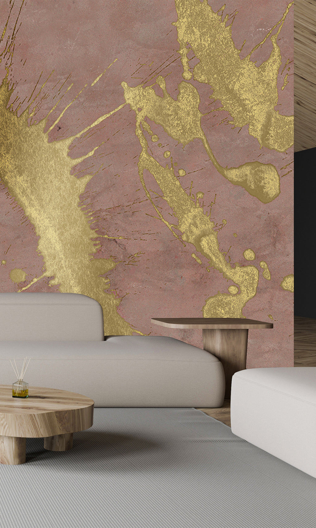 Ash Pink Gold Abstract Paint Splash Mural Wallpaper M2614 - Sample ...