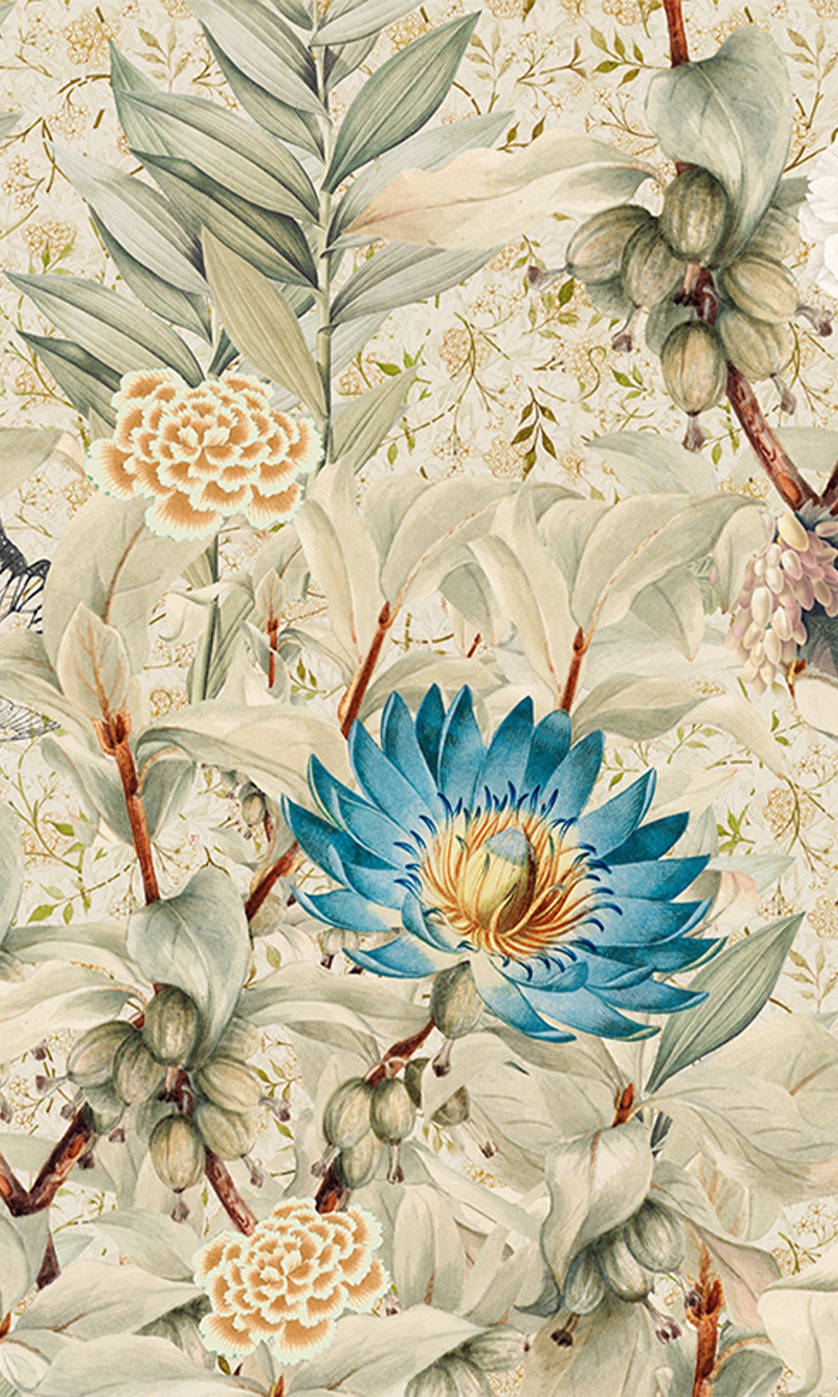 Crème Floral Paradise Mural Wallpaper M2630 – Walls Republic US