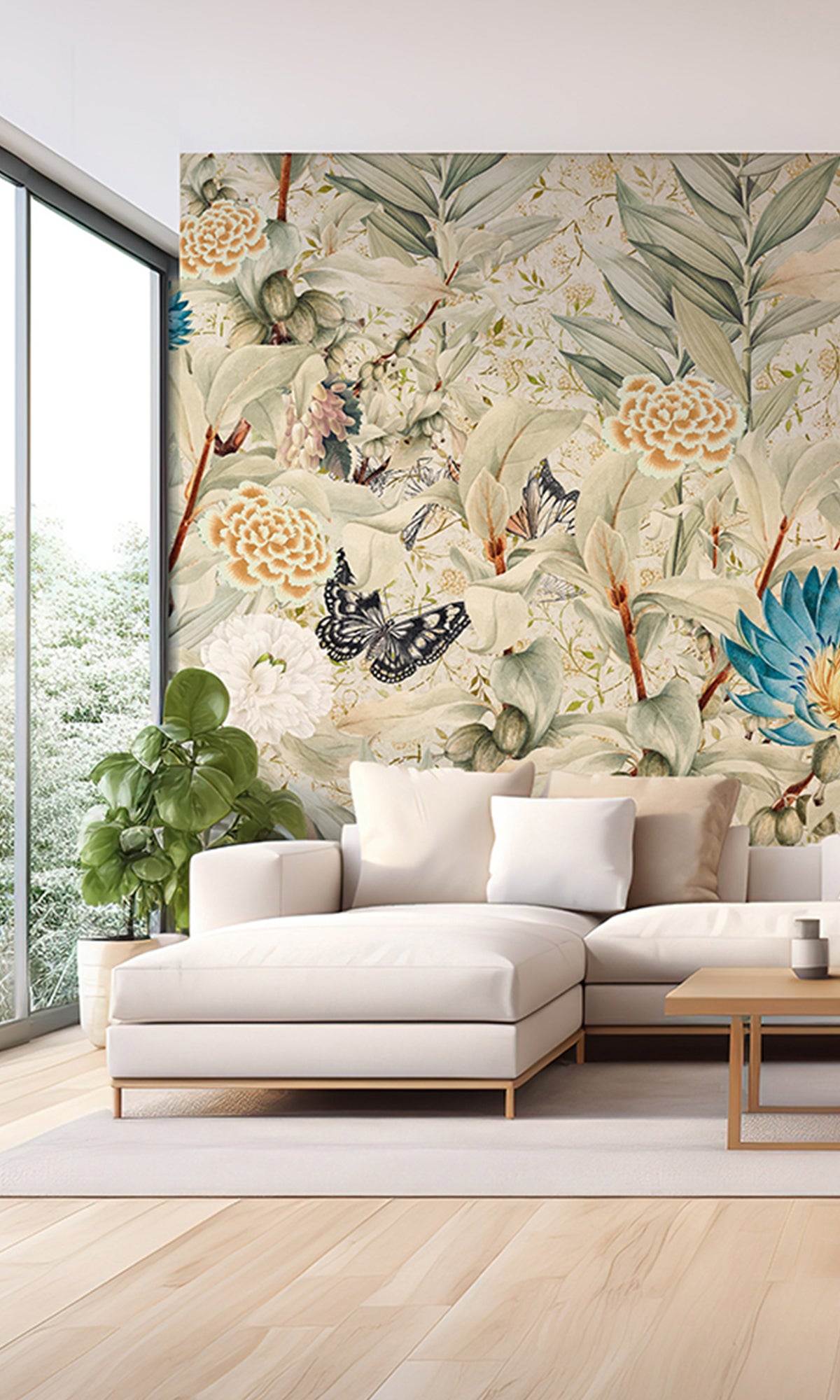 Crème Floral Paradise Mural Wallpaper M2630 – Walls Republic US