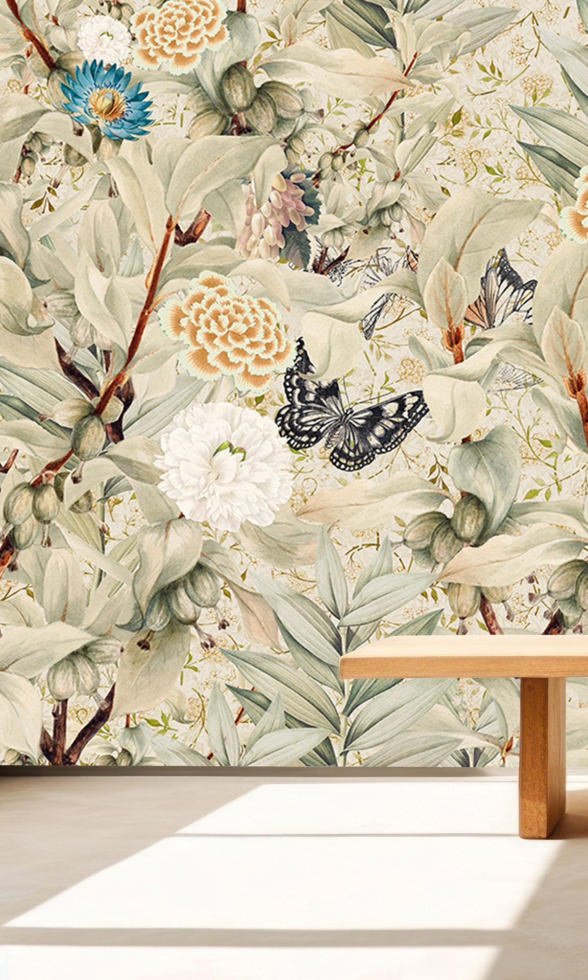 Crème Floral Paradise Mural Wallpaper M2630 – Walls Republic US