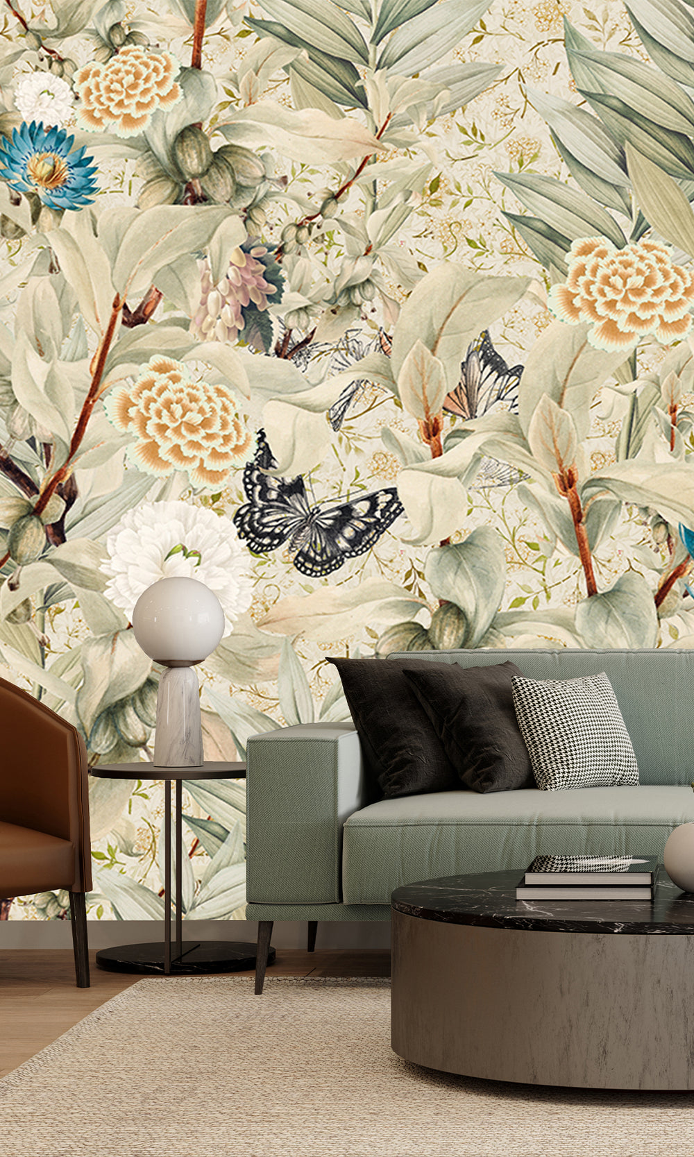 Crème Floral Paradise Mural Wallpaper M2630 – Walls Republic US