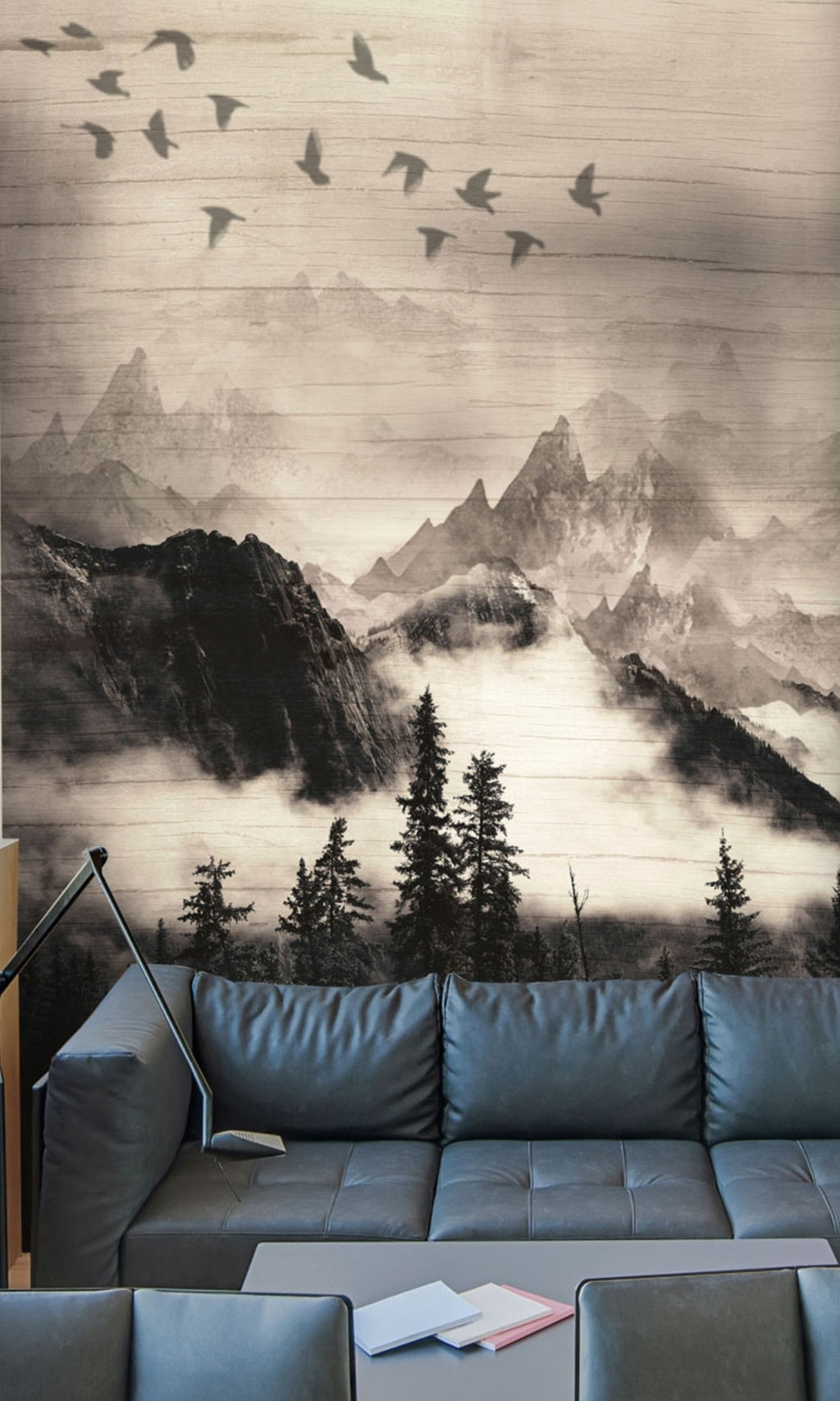 Neutral Bird Migration Mural Wallpaper M1387 – Walls Republic US