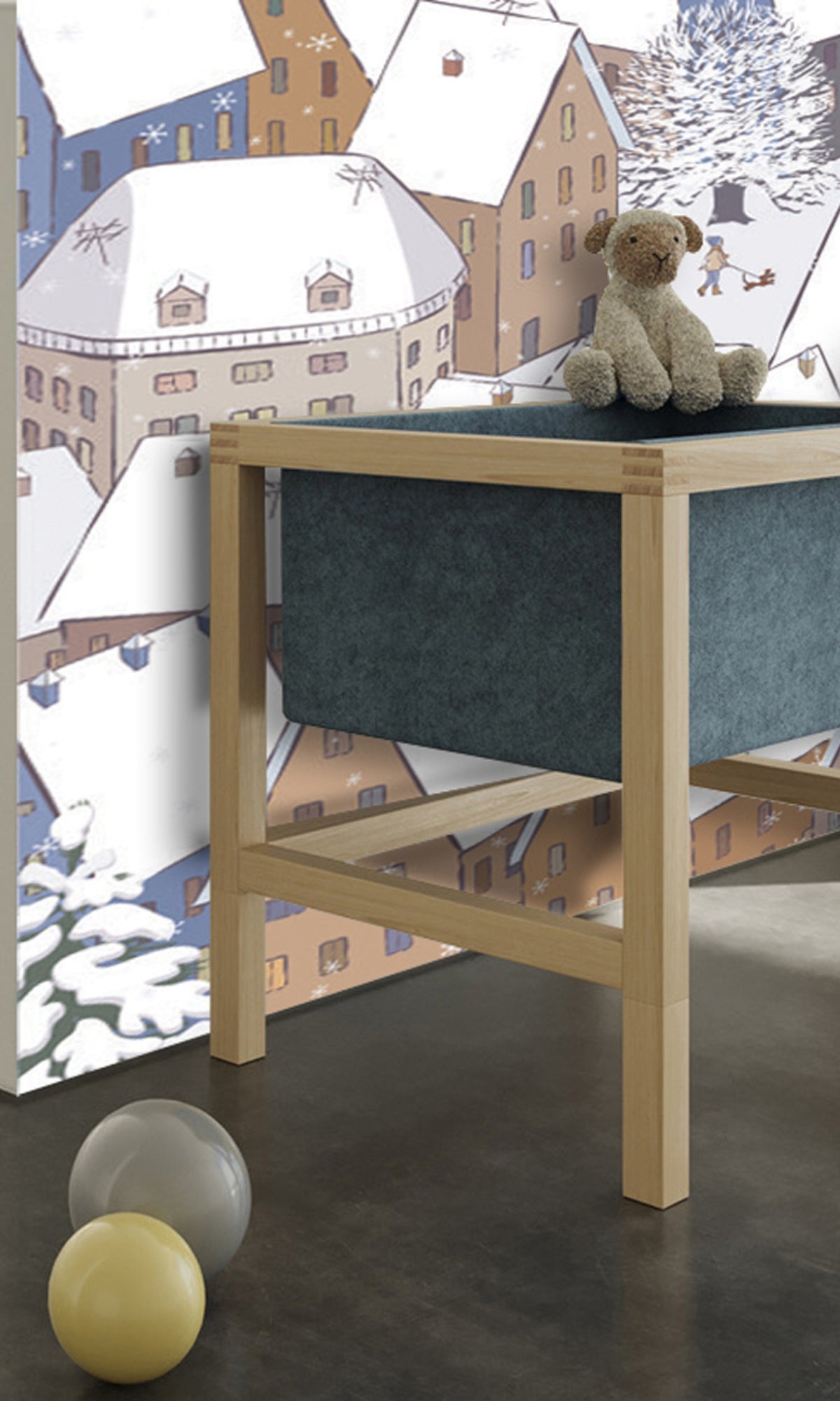 Neutral Snow capped Roofs Mural Wallpaper M1202-Sample – Walls Republic US