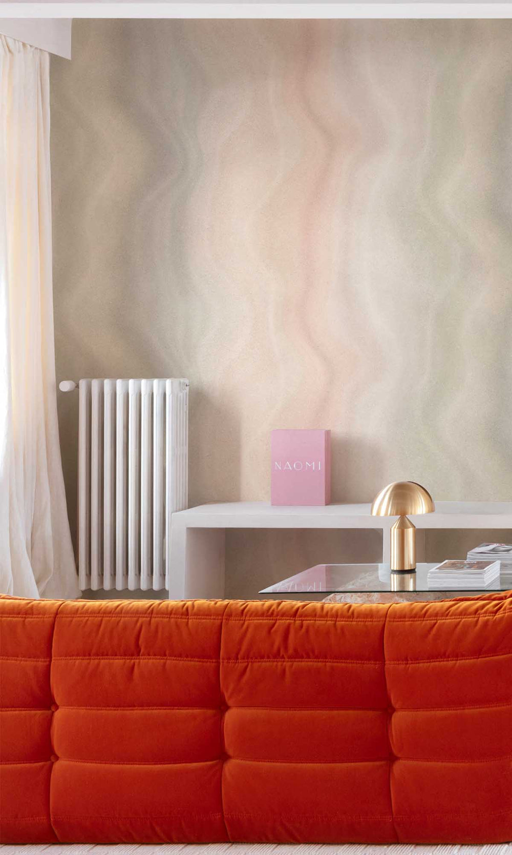 Muddy Rose - Orange Abstract Moire Wave Wallpaper R10170 – Walls ...