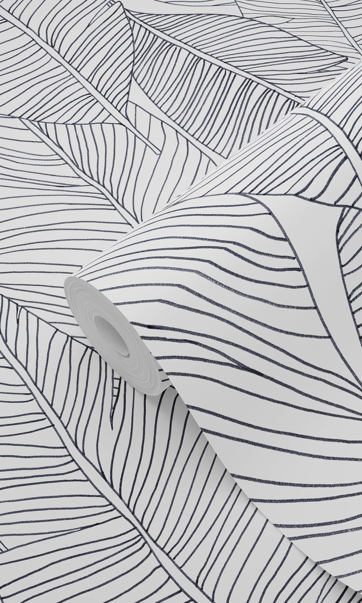 Black and White Pen Drawn Leaves Wallpaper R9418 – Walls Republic US