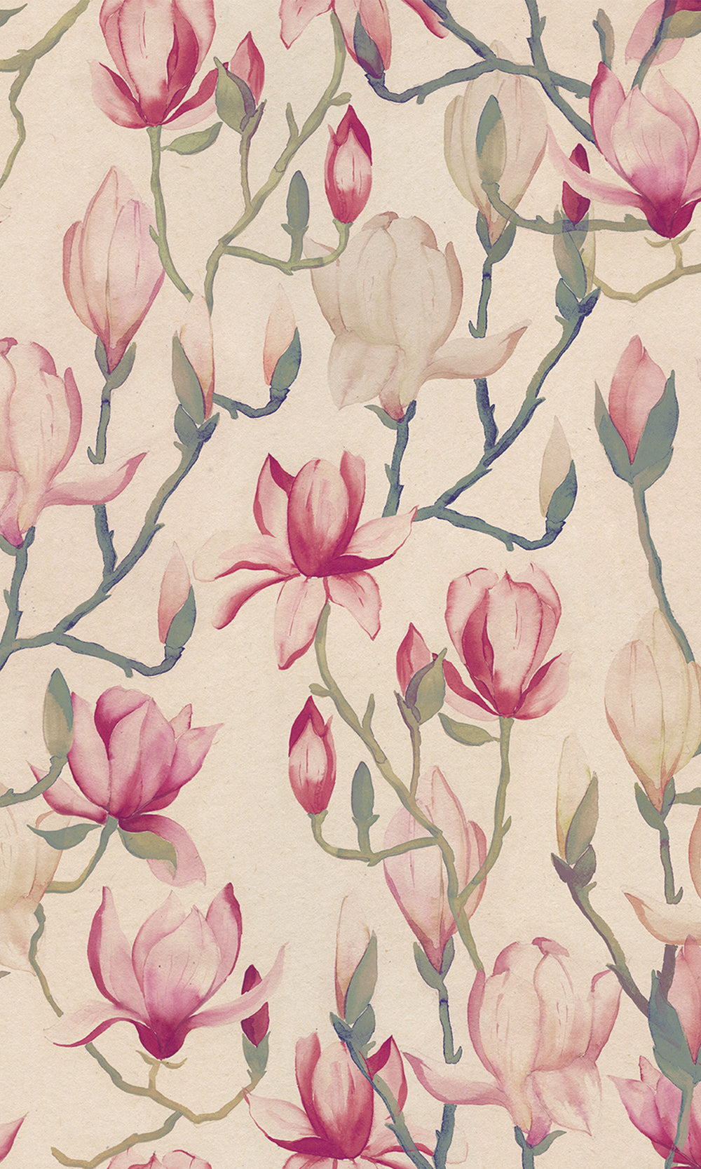 Beige Magnolia Flowers Textured Wallpaper R9496 – Walls Republic US
