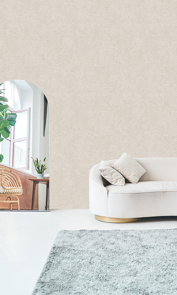 Ivory Plain Rippled Sand Print Wallpaper R9549 – Walls Republic US