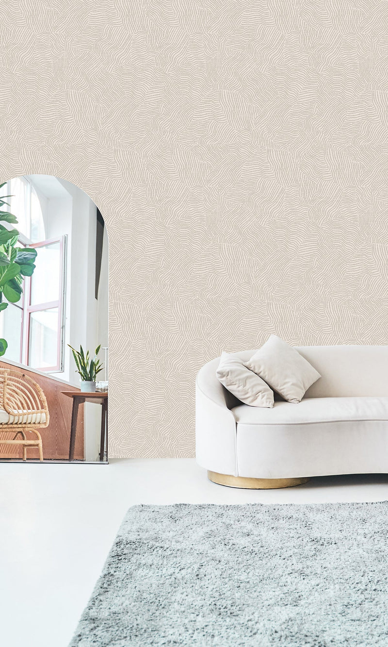 Ivory Plain Rippled Sand Print Wallpaper R9549 – Walls Republic US