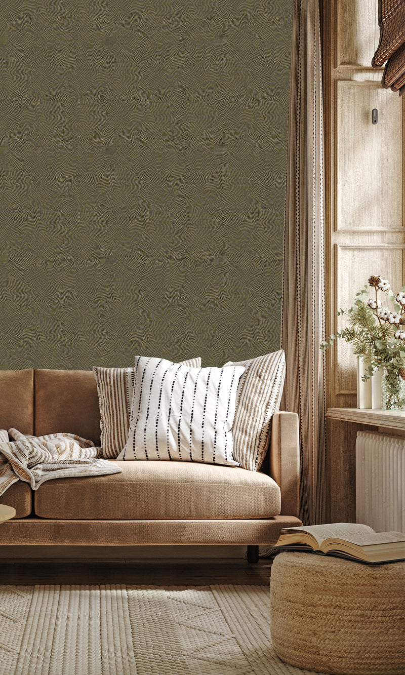 Olive Plain Rippled Sand Print Wallpaper R9551 – Walls Republic US