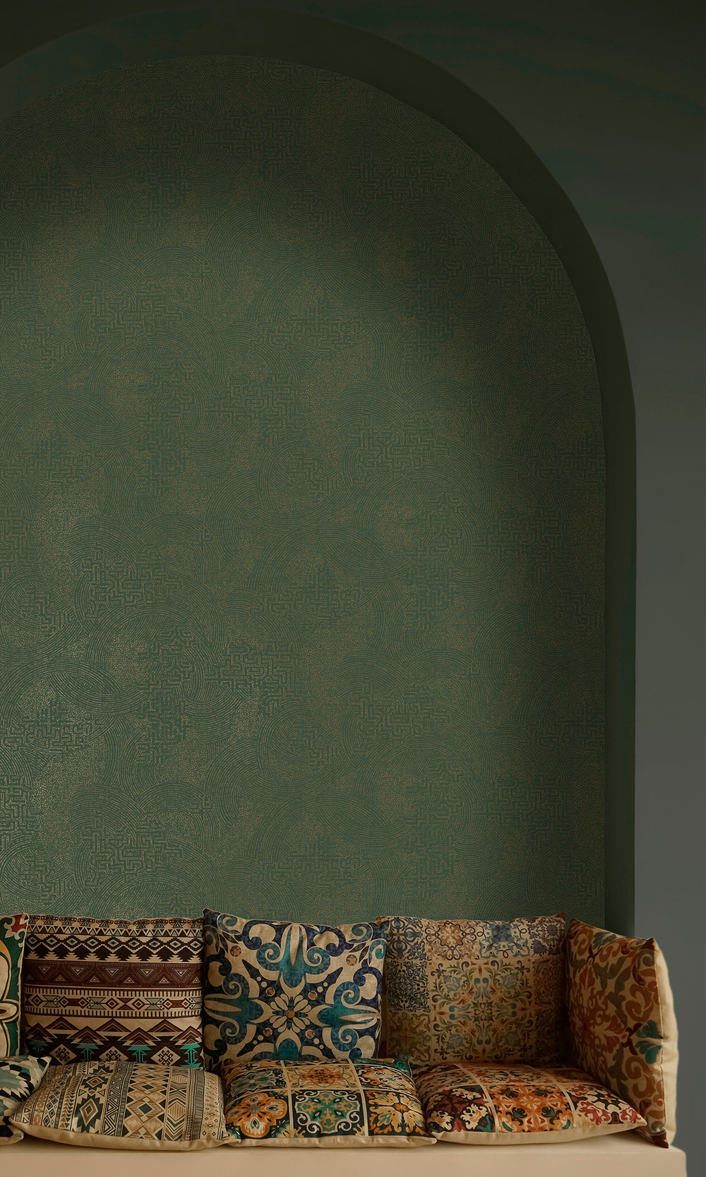 Emerald Green Fragmented Intertwined Geometric Abstract Wallpaper R9554 ...