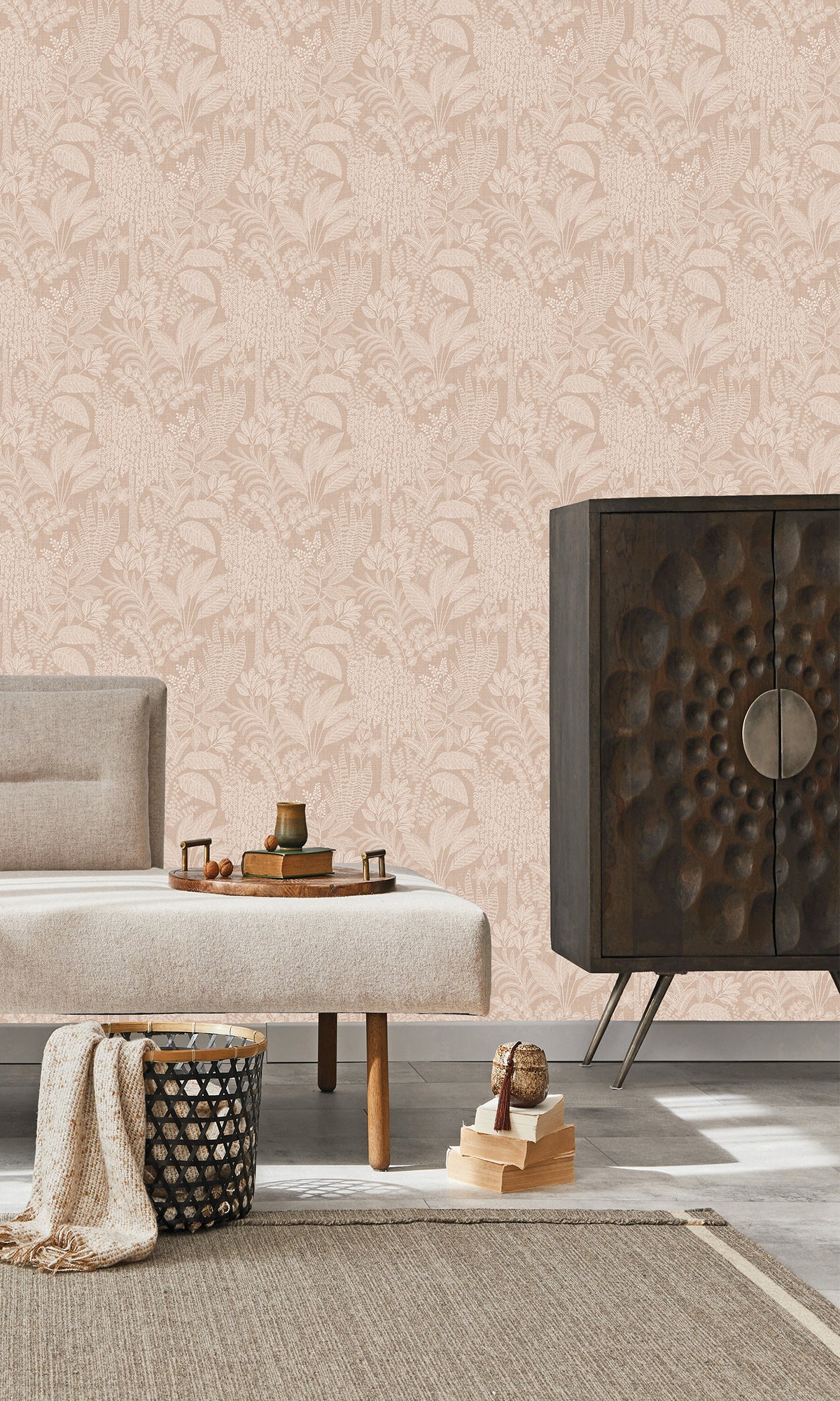 Plaster Pink Botanical Oasis Print Wallpaper R9559 – Walls Republic US