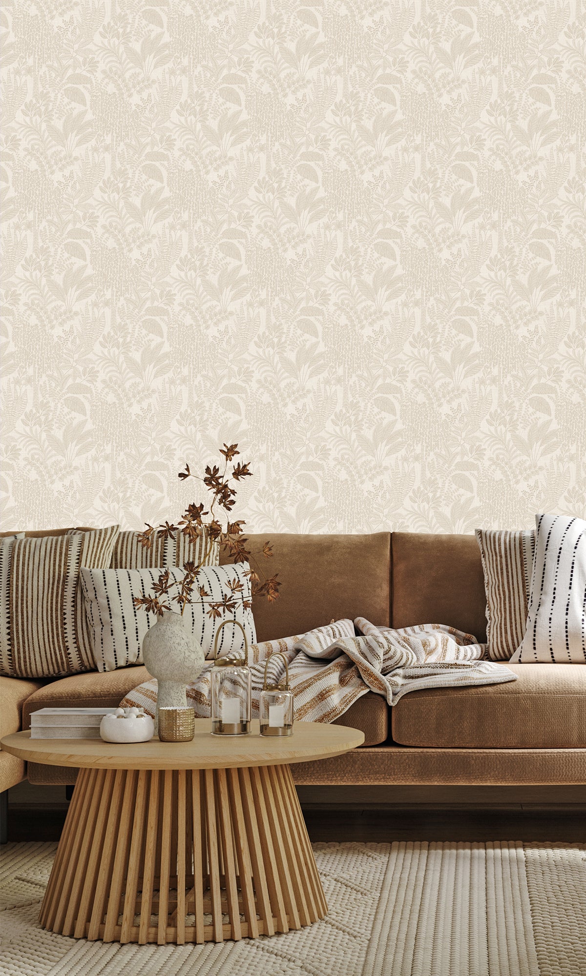 Cream Botanical Oasis Print Wallpaper R9560 – Walls Republic US