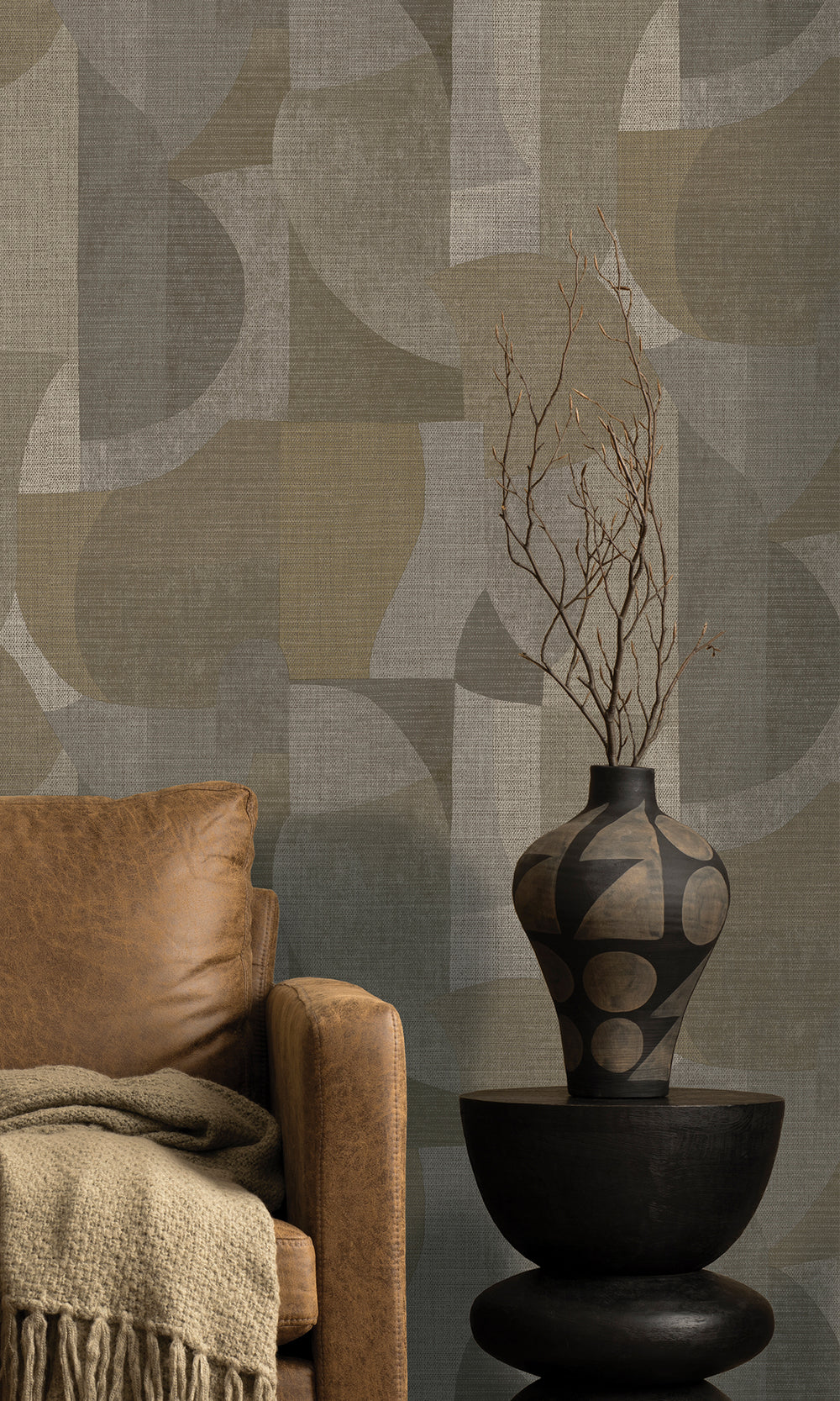 Noir Mocha Abstract Soft Geo Print Wallpaper R9584 – Walls Republic US