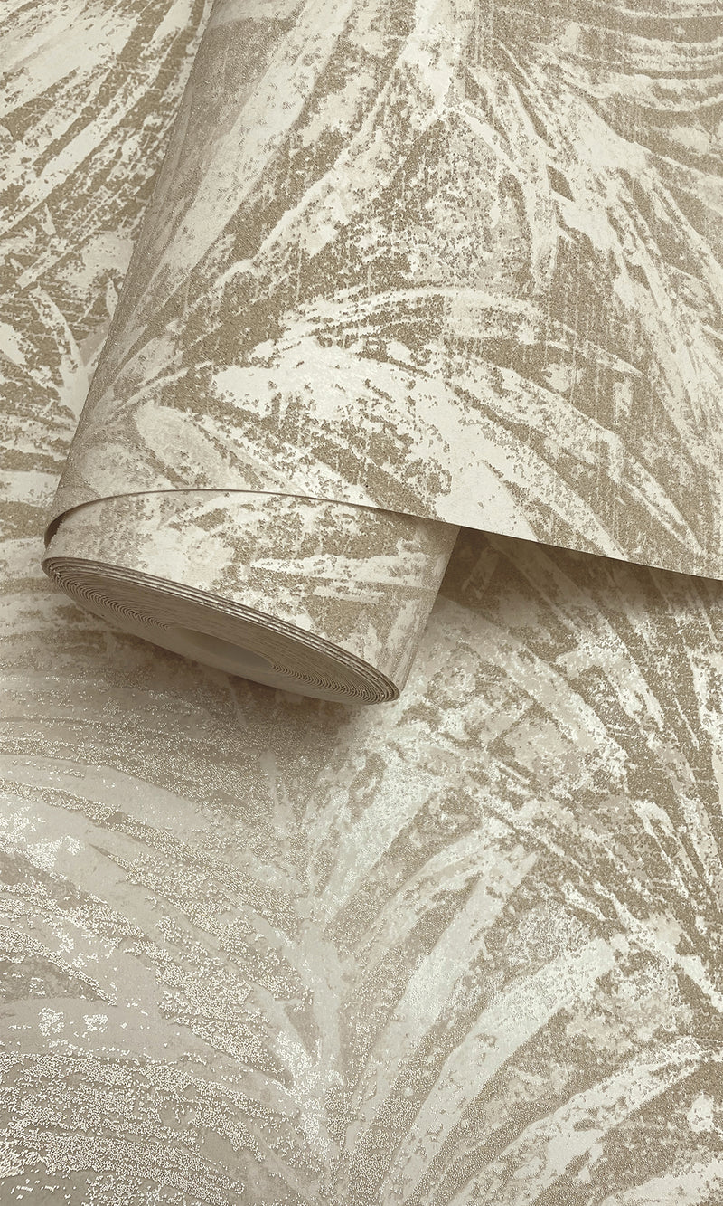 Ivory Allover Digital Printed Leaf Wallpaper R9585 – Walls Republic US