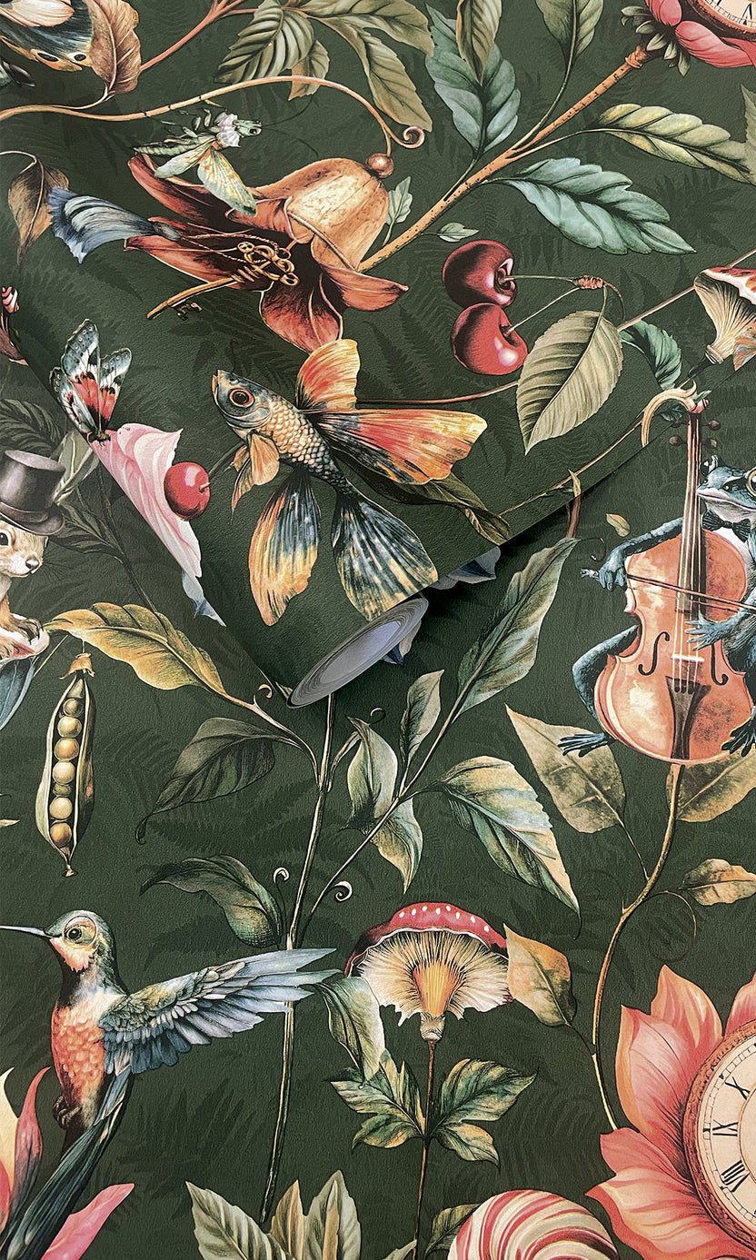 Green Enchanted Wonderland Wallpaper R9653 – Walls Republic US