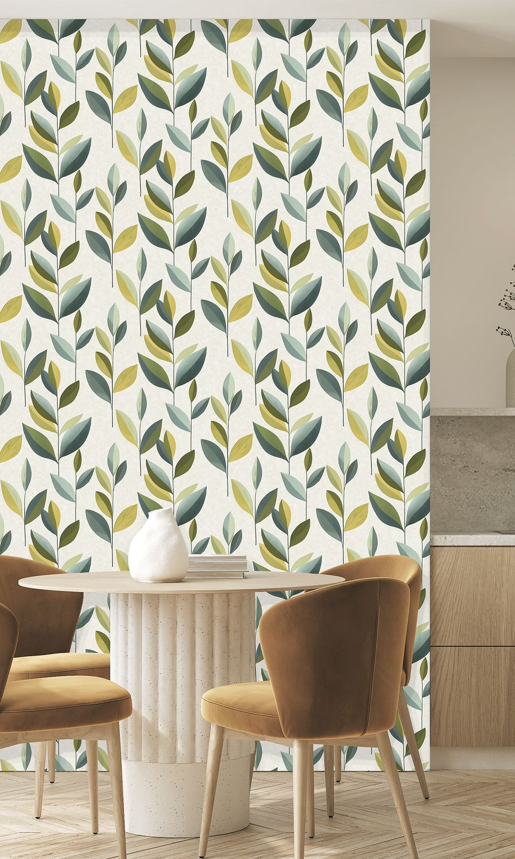 Corduroy & Dusky Citron Stylized Plum Leaf Wallpaper R9945 – Walls ...