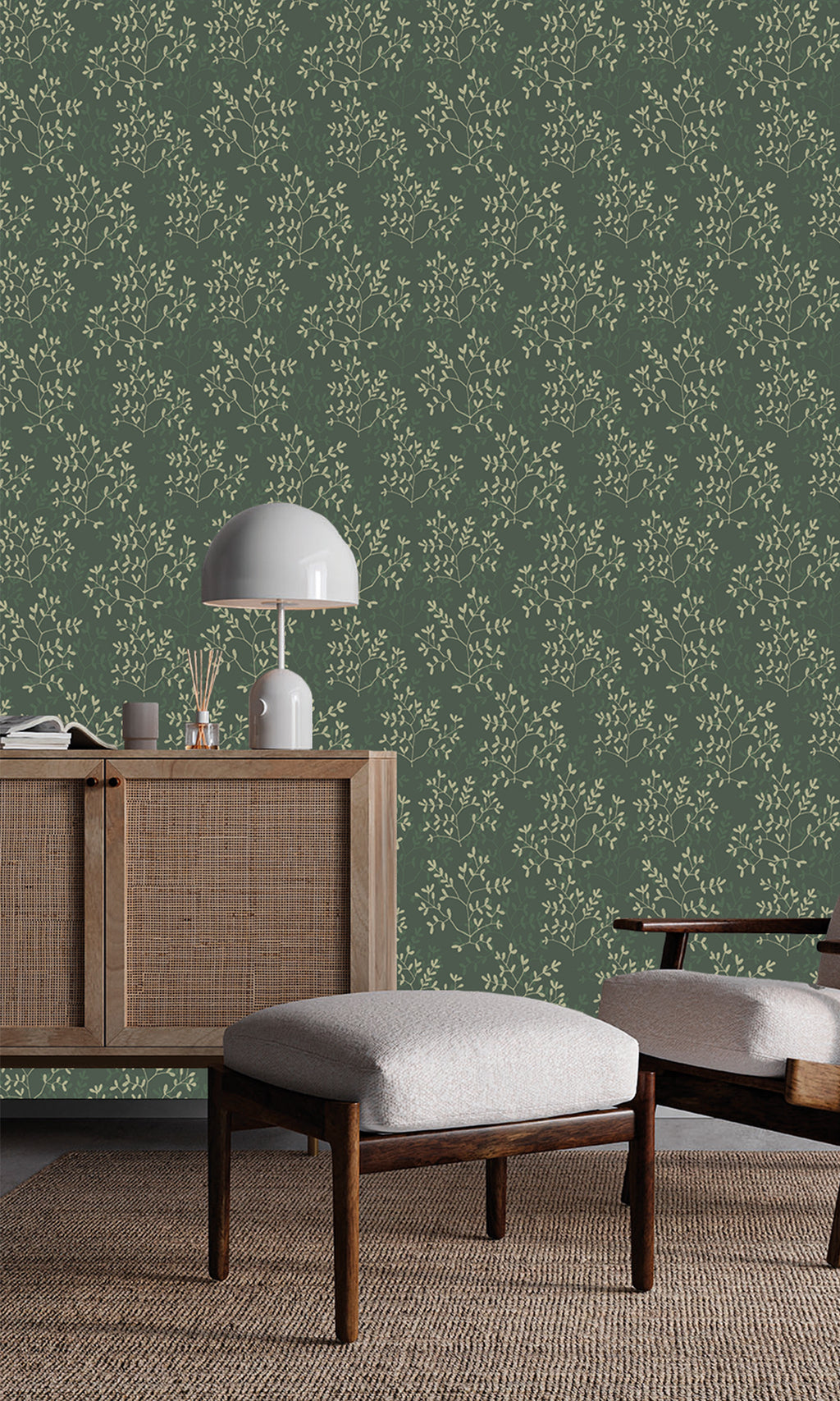 Deep Sea Shadow & Prairie Grey Dual Toned Branches Wallpaper R9982 ...
