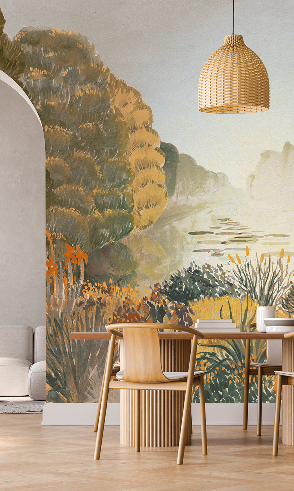 Warm Gold Nature Landscape Wallpaper RM9025 – Walls Republic US