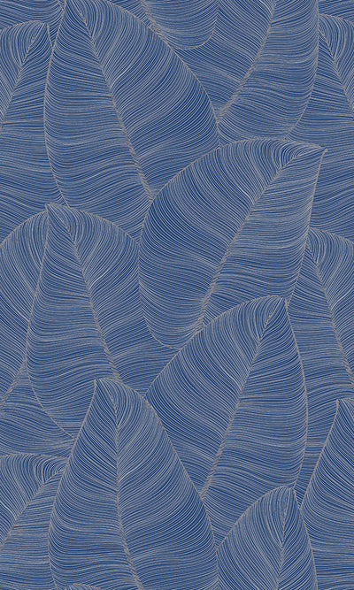 Blue Fine Line Leaves Abstract Wallpaper R6295 – Walls Republic US