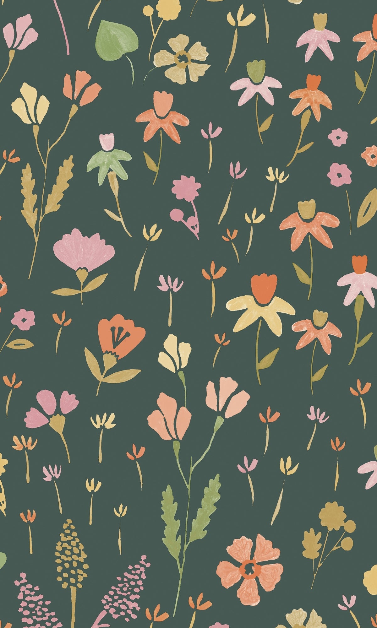 Black Floral Print Wallpaper