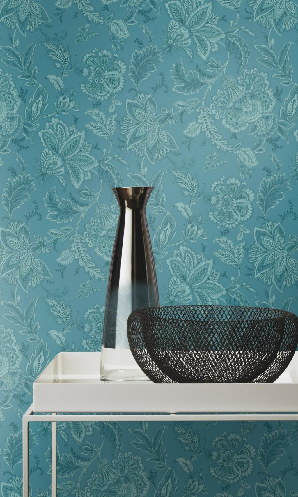 Blue Hand Drawned Bold Floral Blossoms Wallpaper R7879 – Walls Republic US