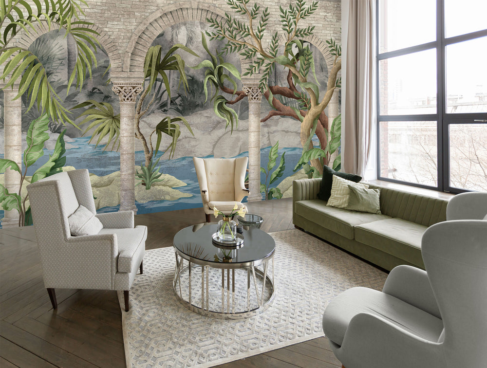 Elegant Vintage Style Outdoor Scene Wallpaper Mural M9974 – Walls ...