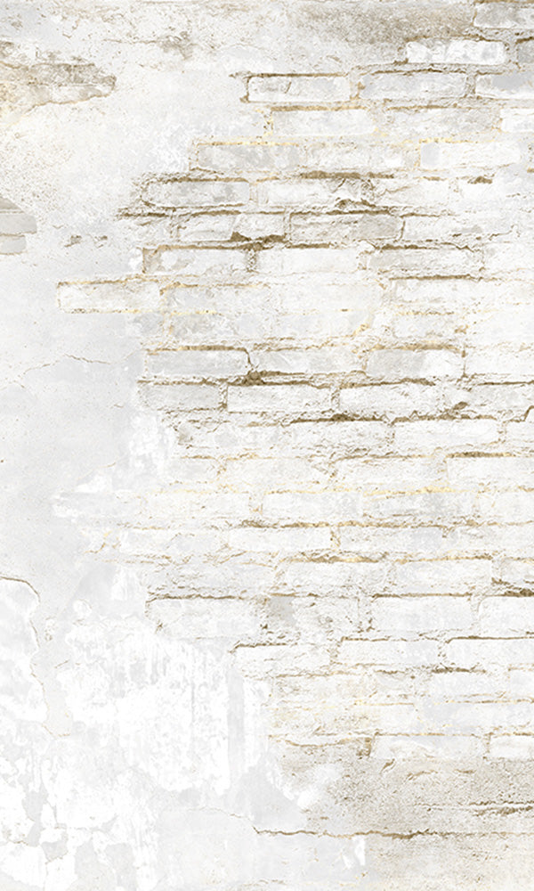 White Metallic Brick Wall Mural Wallpaper M9532 – Walls Republic US