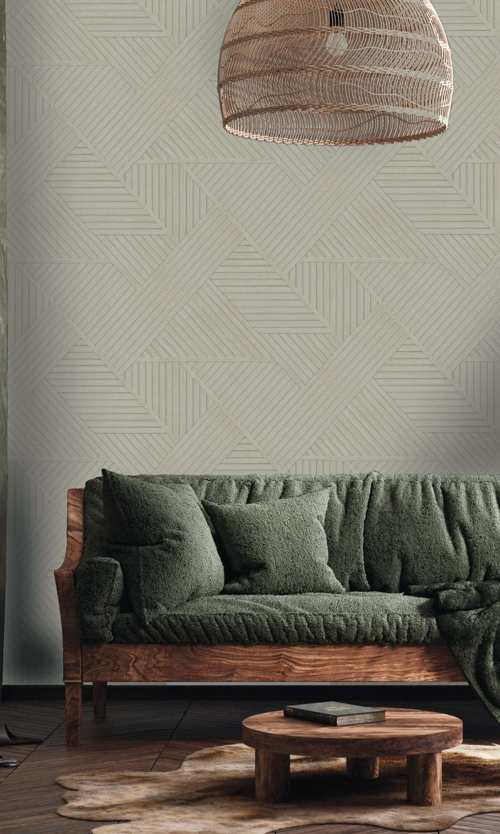 Cream Wood Panel Design Geometric Stripes Wallpaper R7568 – Walls ...