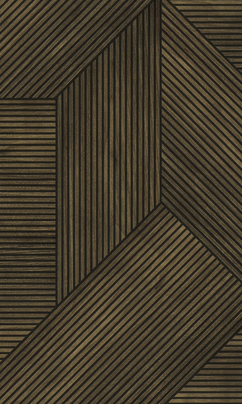 Walnut Geometric Wood Panel Wallpaper R8194 – Walls Republic US